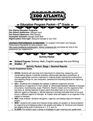 Fillable Online Ed Program Packet 3rd grade Fax Email Print - pdfFiller