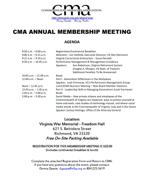 Fillable Online CMA ANNUAL MEMBERSHIP MEETING Fax Email Print - pdfFiller