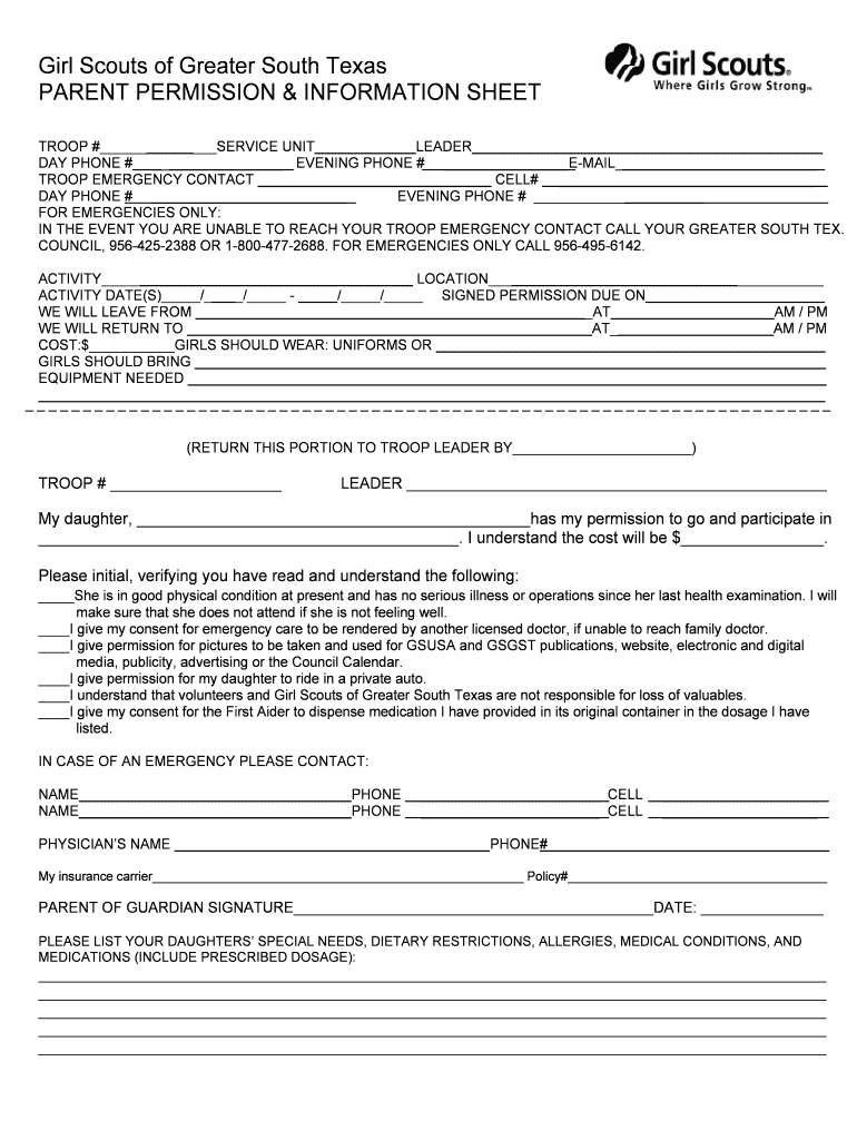 Fillable Online gsgst Girl Scouts-Tip of Texas Council - GSGST Fax ...
