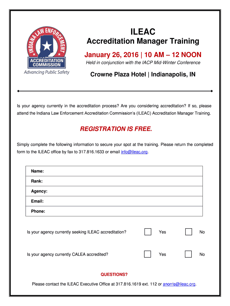 Fillable Online iacop ILEAC - The Indiana Association of Chiefs of ...