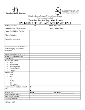 Fillable Online Heart Investigation Unit Template for Sending Units Fax ...