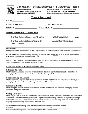 Fillable Online Tenant Scorecard Request Form Fax Email Print - pdfFiller