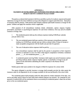 Fillable Online APPENDIX A PAYMENT OF EXTRAORDINARY EXPENSES FOR MINOR ...