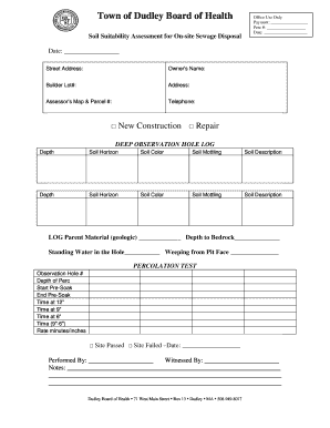 Fillable Online dudleyma PERC-Soil Suitability Assessment formdoc ...
