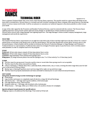 Fillable Online TECHNICAL RIDER Updated 4-9-12 Fax Email Print - pdfFiller