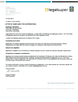 Fillable Online LETTER OF COMPLIANCE FOR CONTRIBUTIONS Fax Email Print ...