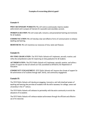 Fillable Online Examples of overarching (district) goals* Fax Email Print - pdfFiller