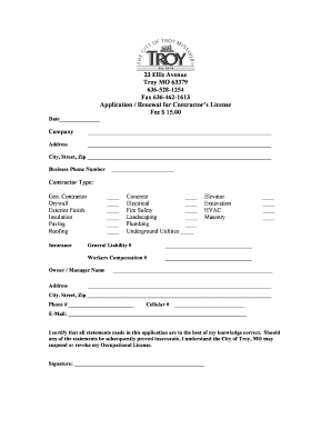 Fillable Online Application Renewal for contractors licensedoc Fax Email Print - pdfFiller