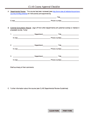 Fillable Online anthro ufl CLAS Course Approval Checklist - University ...