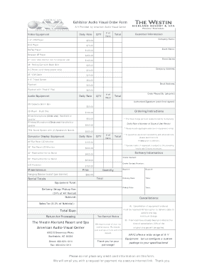 Fillable Online Exhibitor Audio Visual Order Form - Iron Bow ...