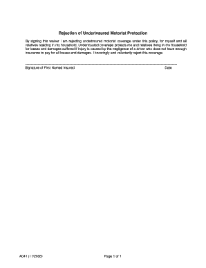 Fillable Online UIM REJECTION FORM - PA A041 11 06DOC Fax Email Print ...