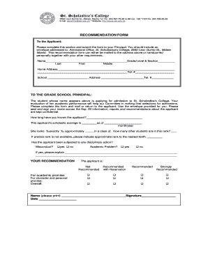 Fillable Online ssc edu RECOMMENDATION FORM 2a.doc - ssc edu Fax Email ...