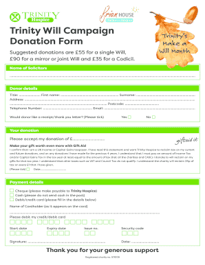 Fillable Online Trinity Will Campaign Donation Form Make a Suggested ...