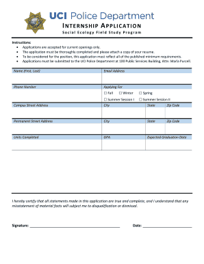 Fillable Online police uci INTERNSHIP APPLICATION - bpoliceuciedub Fax ...