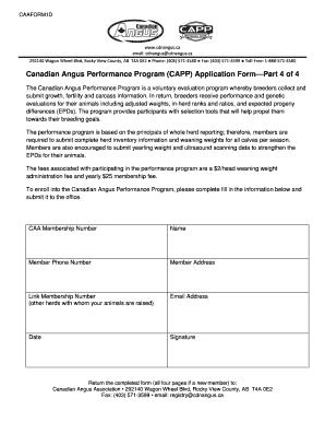 Fillable Online cdnangus C ce Progr am CAPP Application FormPar t 4 of ...