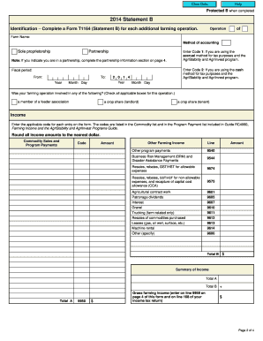 Fillable Online 2014 Statement B AgriStability and AgriInvest Programs ...
