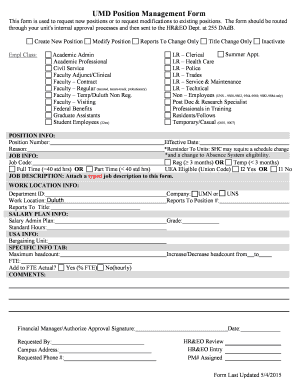Fillable Online duluth umn Position Management - duluth umn Fax Email ...
