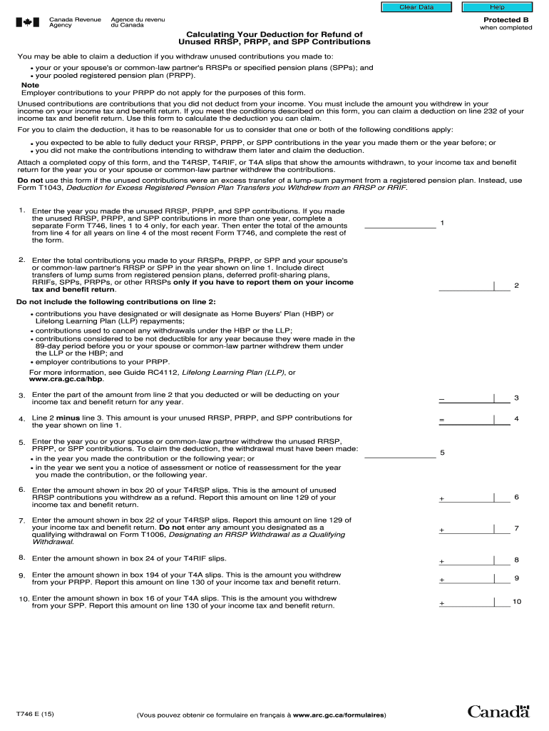 Fillable Online Calculating Your Deduction for Refund of Unused RRSP ...