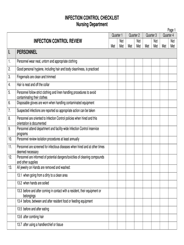 Fillable Online INFECTION CONTROL REVIEW Fax Email Print - pdfFiller