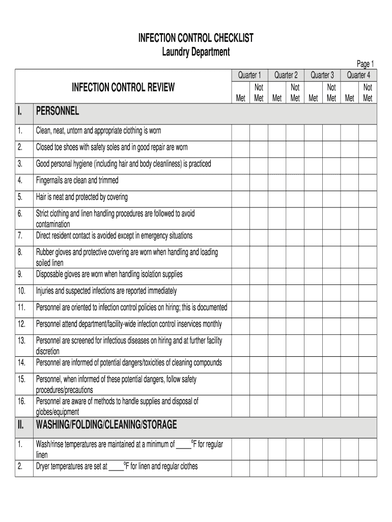 Fillable Online INFECTION CONTROL CHECKLIST Fax Email Print - pdfFiller