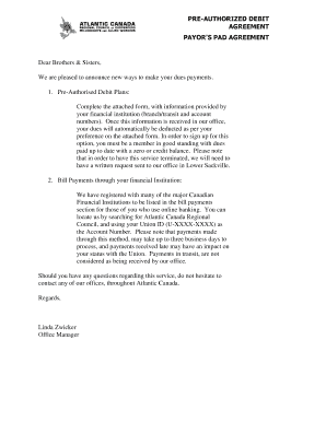 Fillable Online PRE-AUTHORIZED DEBIT AGREEMENT PAYORS PAD Fax Email Print - pdfFiller