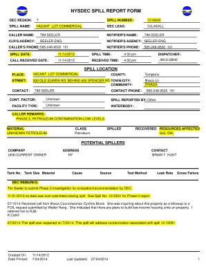 Fillable Online NYSDEC SPILL REPORT FORM - Toxics Targeting Inc Fax ...
