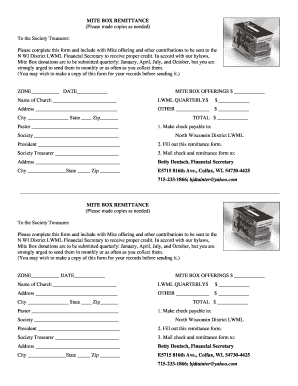 Fillable Online nwdlwml MITE BOX REMITTANCE - nwdlwml Fax Email Print - pdfFiller