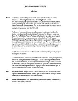Fillable Online SUMMARY OF PERFORMANCE SOP Instructions Fax Email Print ...