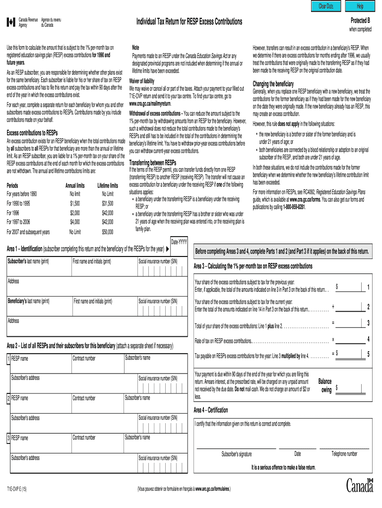Fillable Online Individual Tax Return for Registered Education Savings ...