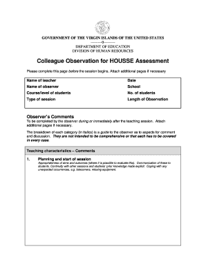 Fillable Online Colleague observation form - USVI Department of ...