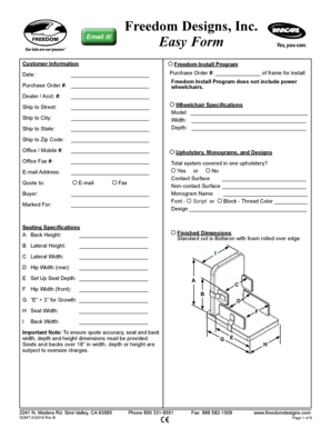 Fillable Online Freedom Designs Inc Easy Form Fax Email Print - pdfFiller