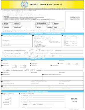Fillable Online ucc edu UCC Application Formfront27April2011 Fax Email Print - pdfFiller