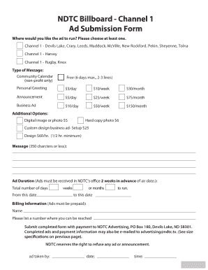 Fillable Online NDTC Billboard Order Form v3 copy Fax Email Print ...
