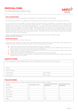 Fillable Online Proposal - Vero Liability Insurance Fax Email Print ...