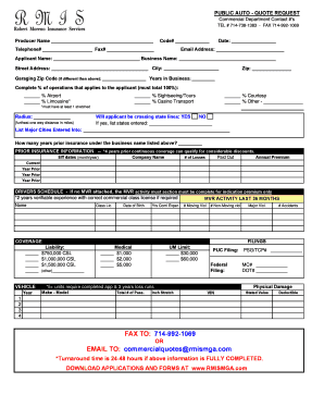 Fillable Online PUBLIC AUTO QUOTE FORM-03-2012xls Fax Email Print ...