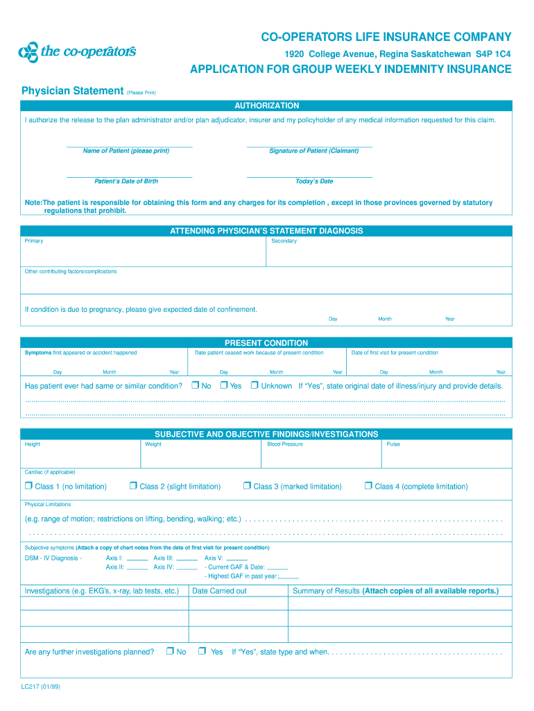 Fillable Online Application for group weekly indemnity insurance ...