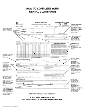 Fillable Online HOW TO COMPLETE YOUR DENTAL CLAIM FORM Fax Email Print ...