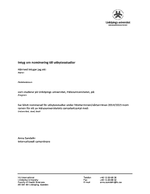 Fillable Online Hrmed intygar jag att Fax Email Print - pdfFiller