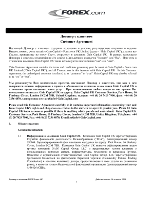 Fillable Online Customer Agreement , Gain Capital Forex Fax Email Print ...