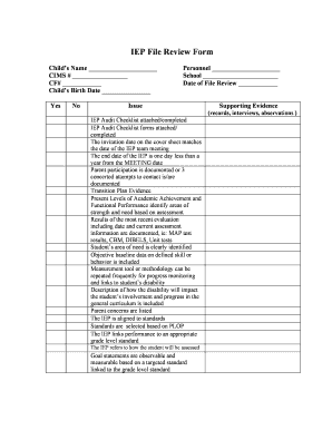 Fillable Online intra wps60 IEP File Review Form - WPS60 - intra wps60 ...
