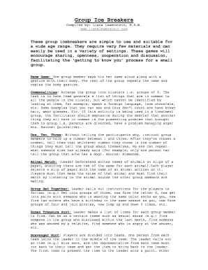 Fillable Online Group Ice Breakers Fax Email Print - pdfFiller