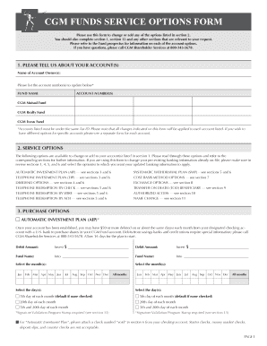 Fillable Online The CGM Funds CGM FUNDS SERVICE OPTIONS FORM Fax Email ...