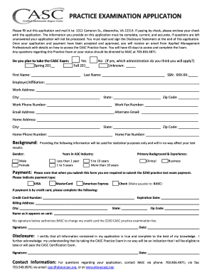 Fillable Online aboutcasc PRACTICE EXAMINATION APPLICATION ...