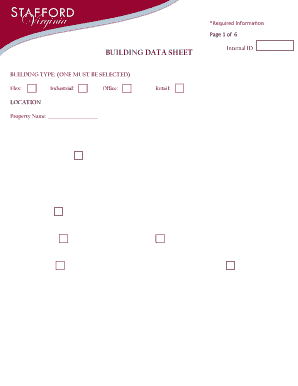 Fillable Online BUILDING DATA SHEET - Stafford VA Economic Development ...
