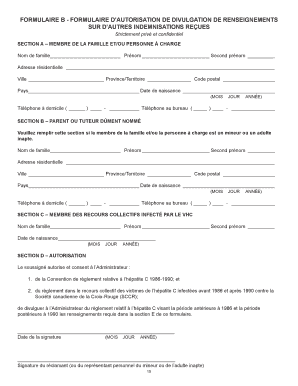 Fillable Online FORMULAIRE B - FORMULAIRE DAUTORISATION DE DIVULGATION DE Fax Email Print ...