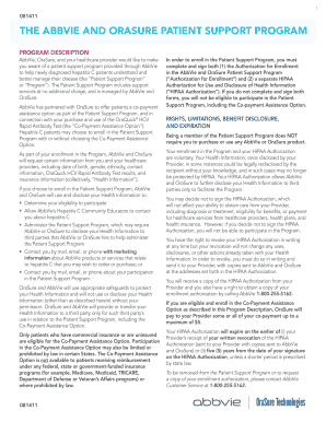 Fillable Online 081411 THE ABBVIE AND ORASURE PATIENT SUPPORT PROGRAM ...