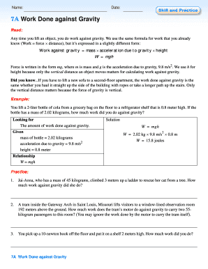 Work Done Against Gravity Worksheet Answers - Fill Online, Printable ...