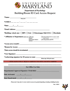 Fillable Online BuildingRoom ID Card Access Request Fax Email Print - pdfFiller