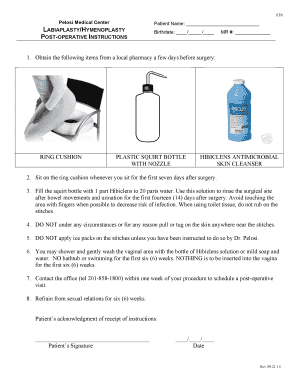 Labiaplasty Post Op Instructions - Fill Online, Printable, Fillable ...