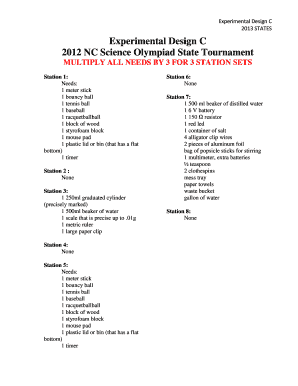 Fillable Online Experimental Design C 2012 NC Science Olympiad State ...